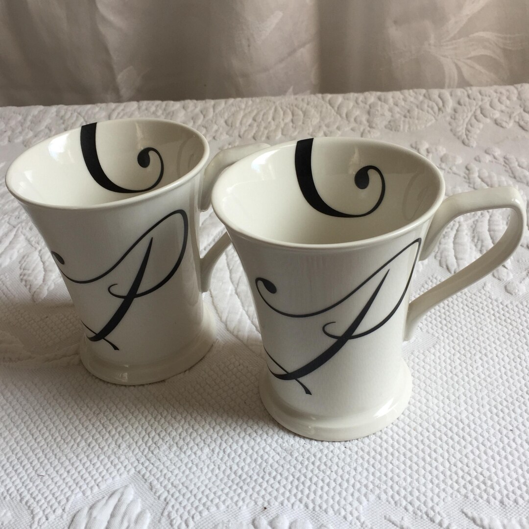 P Coffee Mug in Black and White Swirling Designs. Flared Cup. or Choose ...