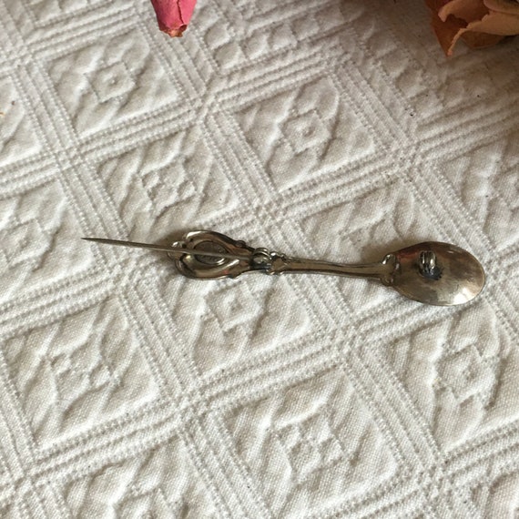Vintage Sterling Silver Spoon Pin Brooch By Jewel Art… Gem