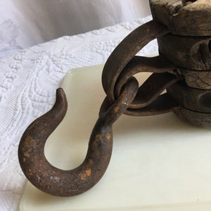 Antique Large Barn Pulley. Wood and Metal Pulley With Large Hook and ...