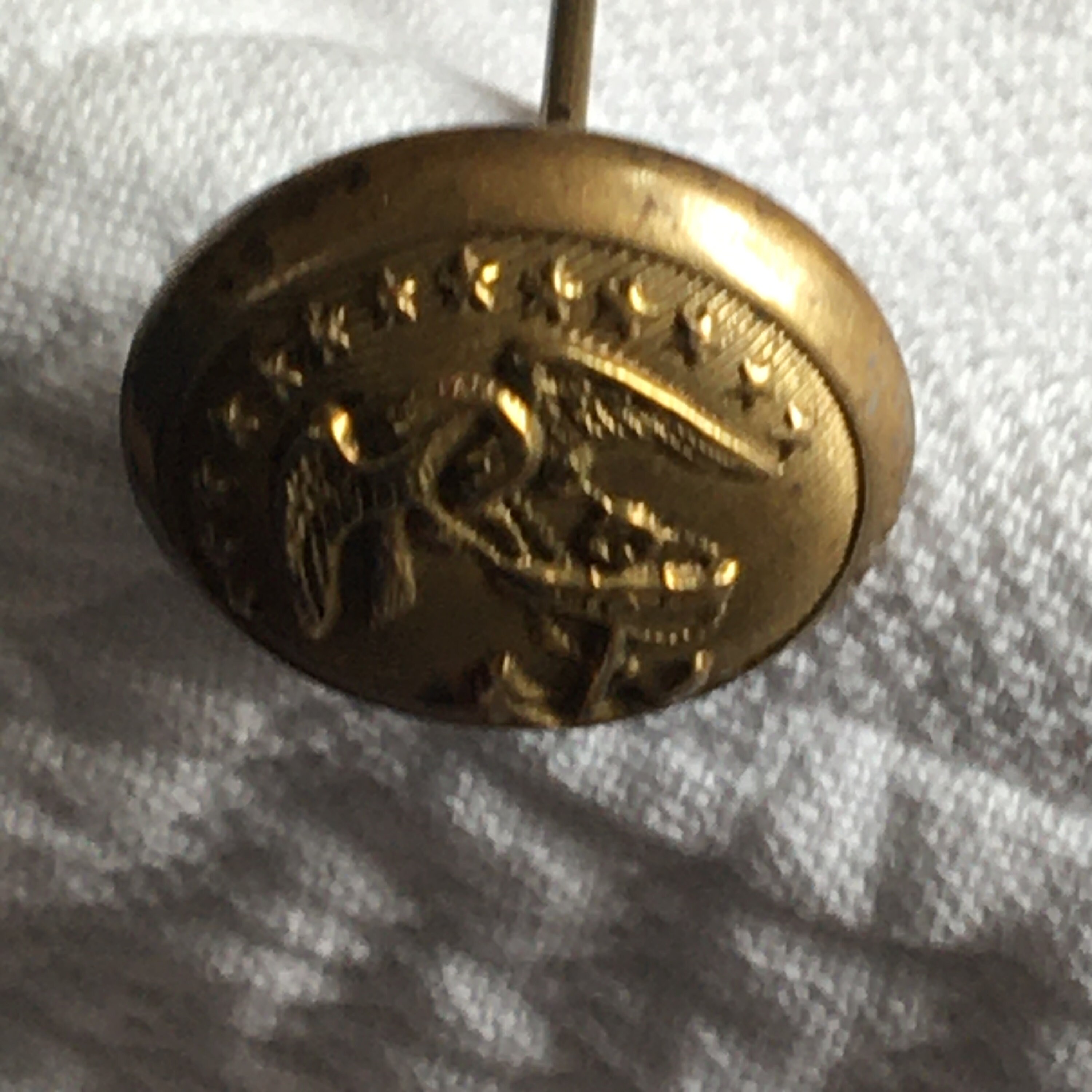 Military Button Hat Pin, Gold Tone Eagle With Anchor and Thirteen Stars ...