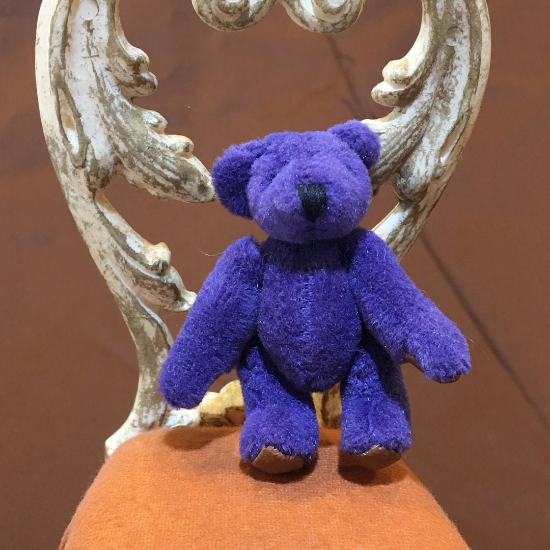 Vintage Mini Bear With Vinyl Foot Pads and Embroidered Features. Purple ...