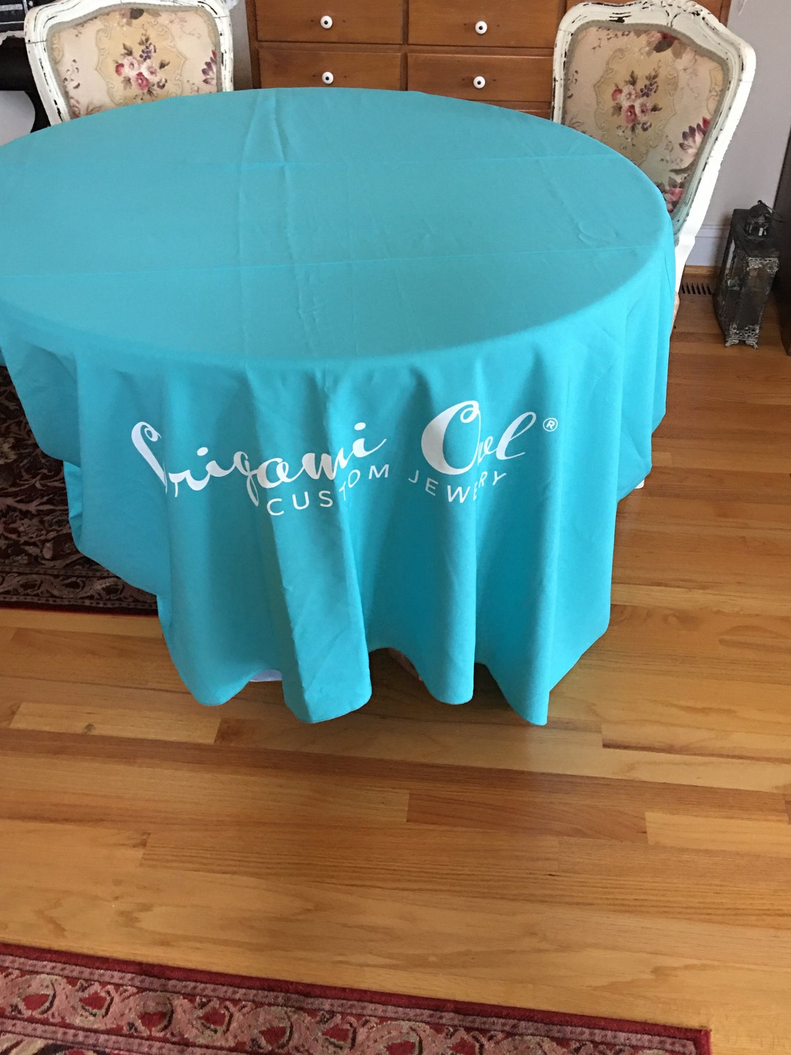 Aqua Display Jewelry Bar Tablecloth With Origami Owl Logo on | Etsy