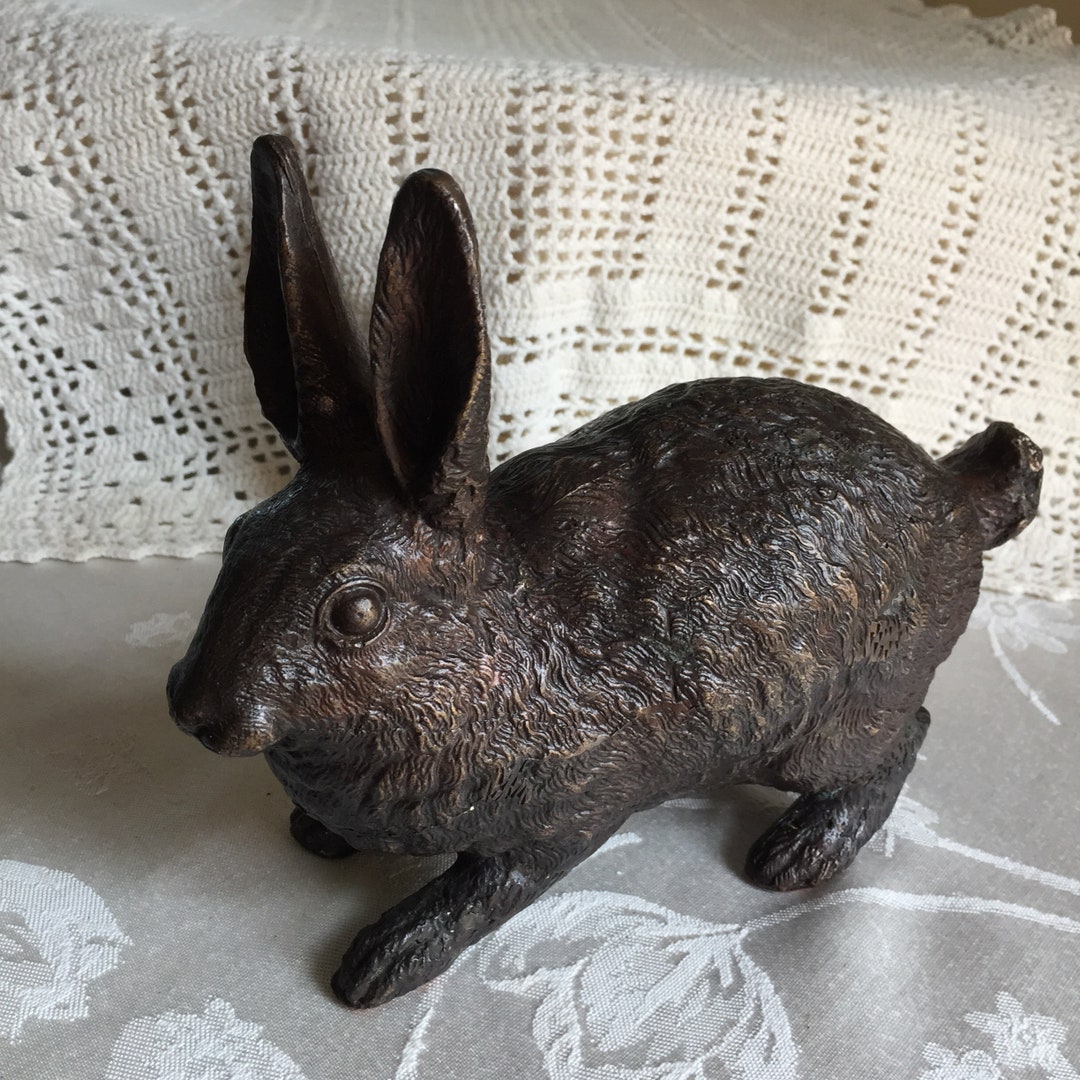 Vintage Brass Rabbit Figurine. Very Heavy Rabbit With Ears Up. If You ...