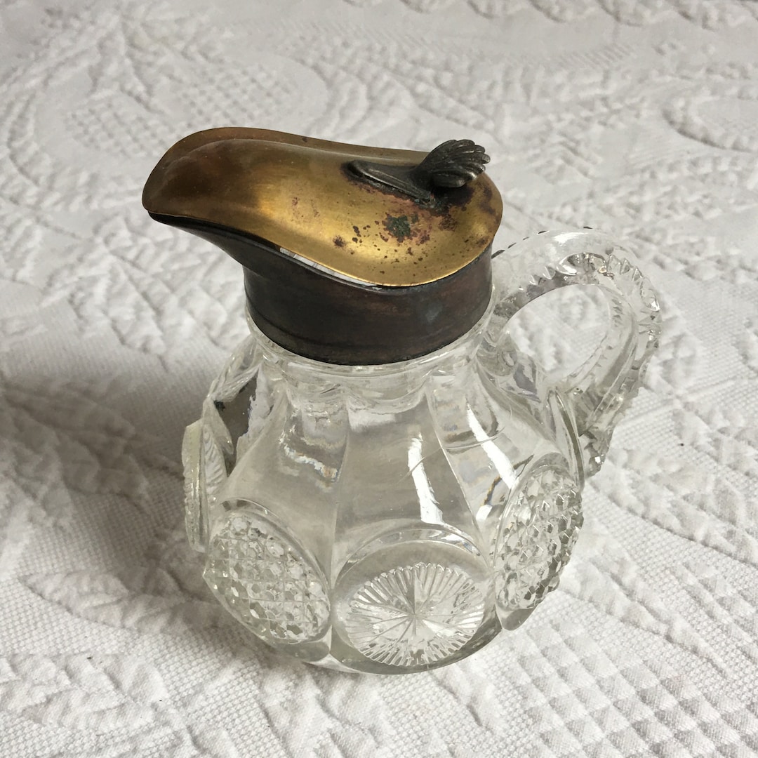 Vintage Creamer Pitcher in Crystal, Silver and Gold Thumb Press Opening ...