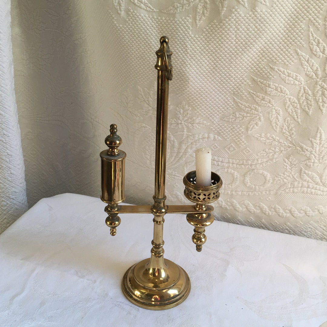 Vintage Brass Candlestick Holder. Weight on One Side and Openwork ...