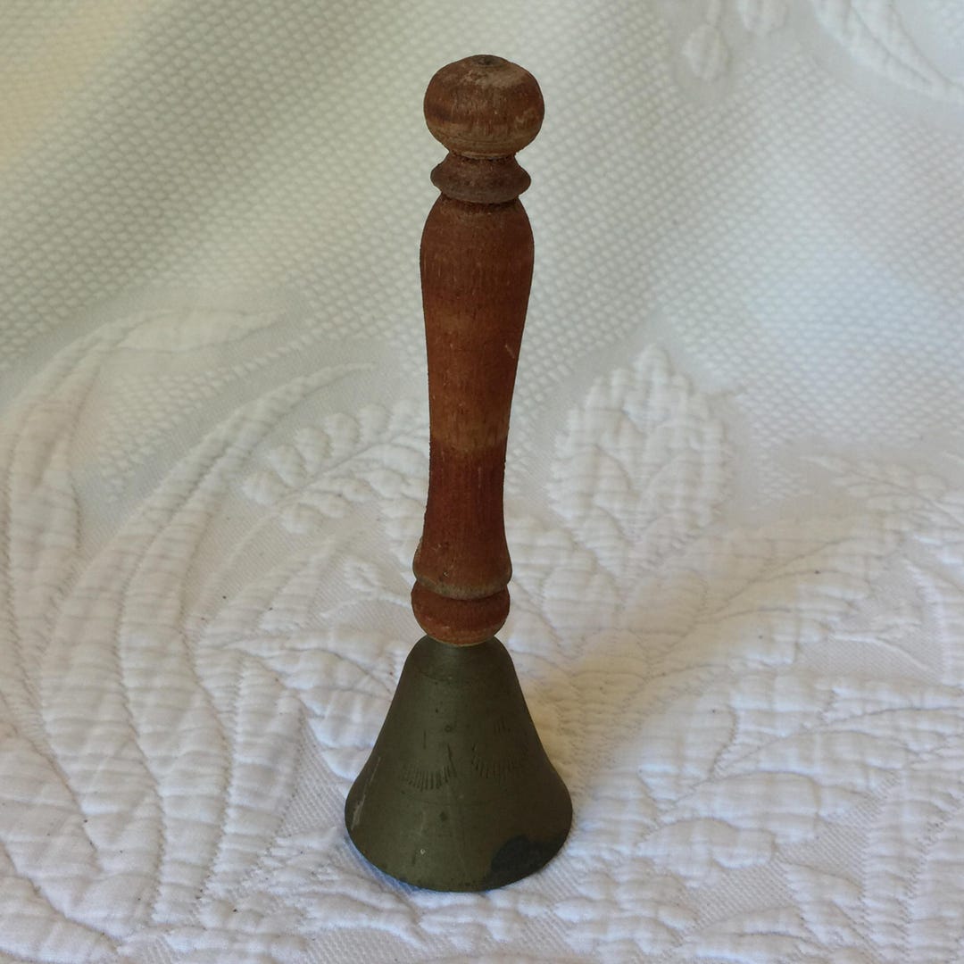 Vintage Brass and Wood Handled Bell. Bell to Call for Help From a Bed ...