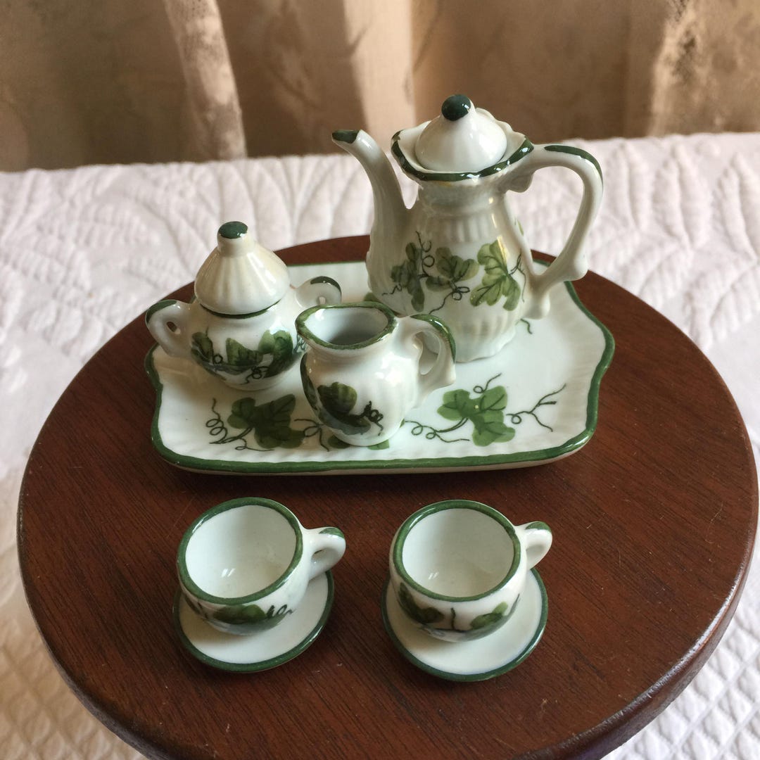 Vintage 8 Piece Miniature Rose Tea Set. Large Plate Tray, Cup and ...