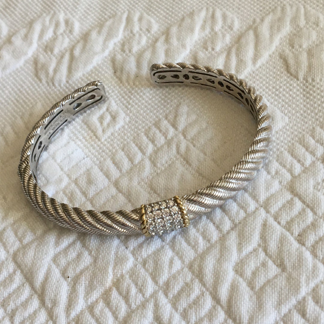 Vintage Judith Ripka Cuff Bracelet Sterling 925 Thailand. Pave Band ...