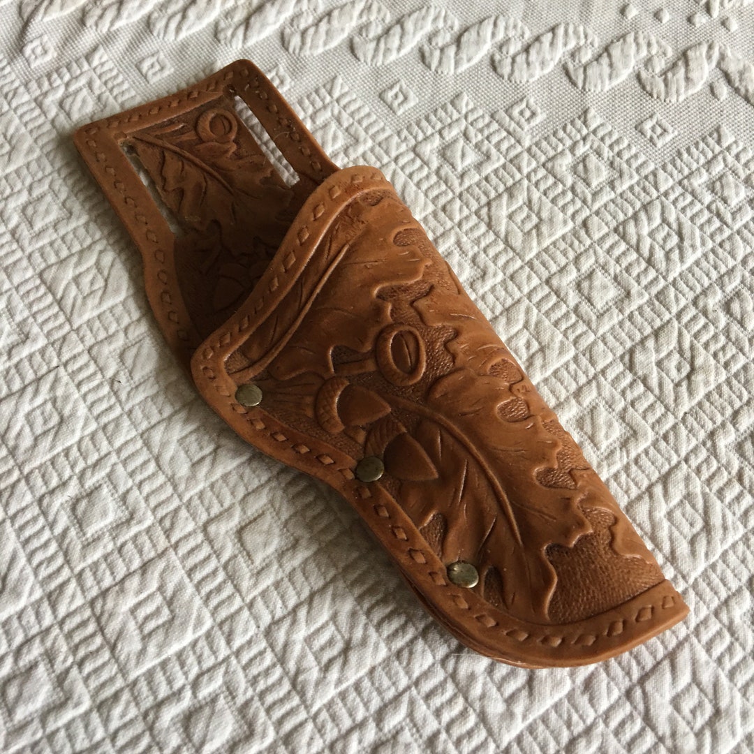 Vintage Leather Look Toy Holster. Plastic Embossed Oak Leaves and ...