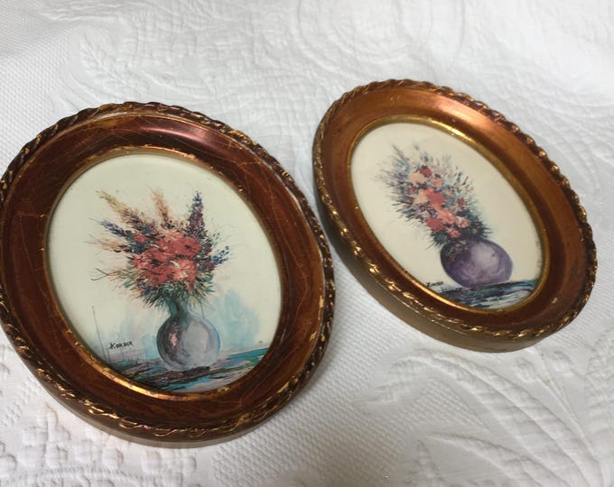 Victorian Style Gold and Bronze Oval Frames With Flower Pictures. Great ...