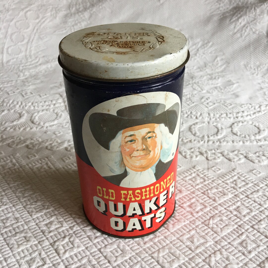Vintage 1982 Tin Quaker Oats Tin. Red, White and Blue Old Fashioned ...