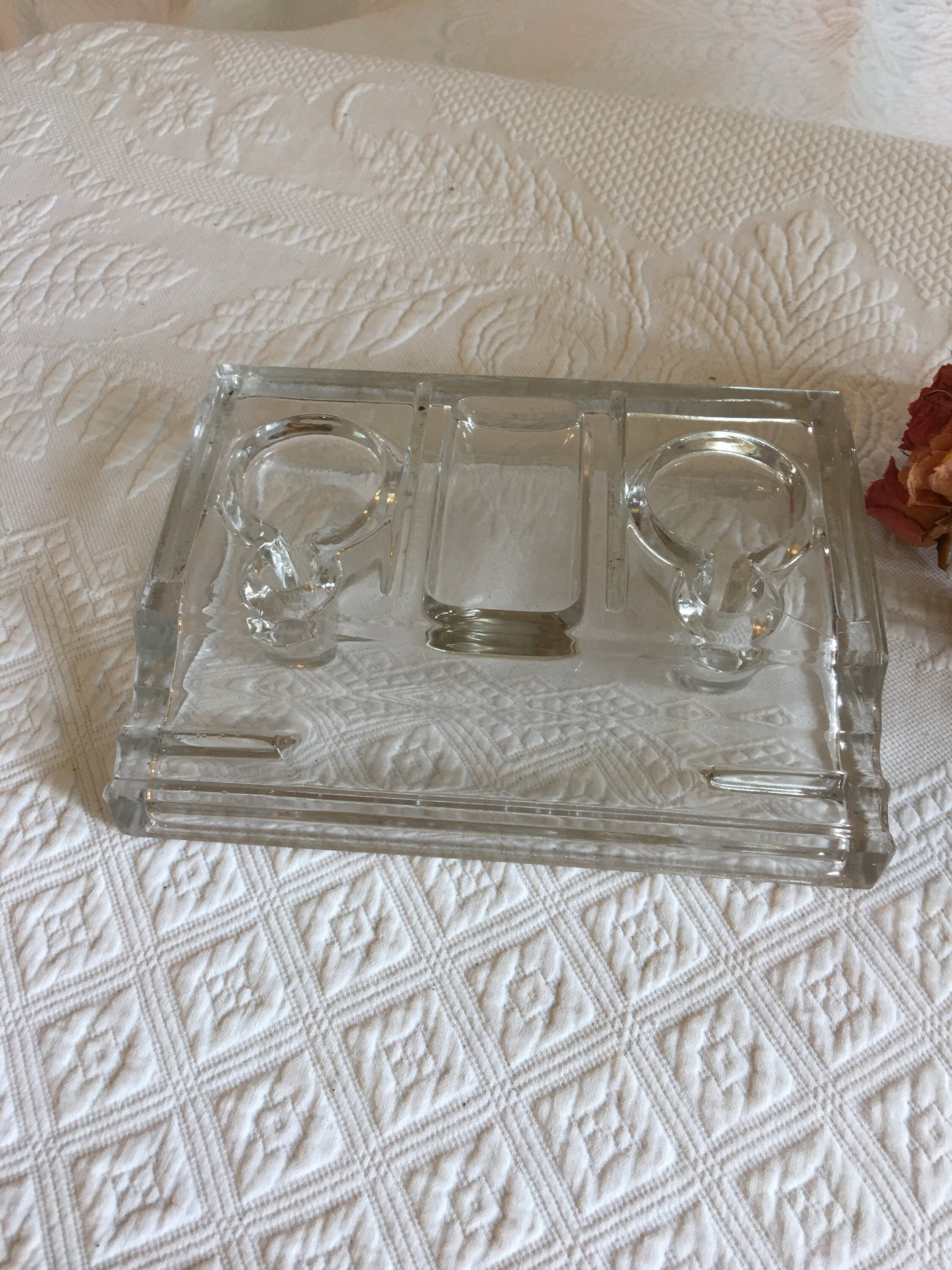Vintage Clear Glass Desk Tray. Organizer Desk Tray. 2 Round - Etsy