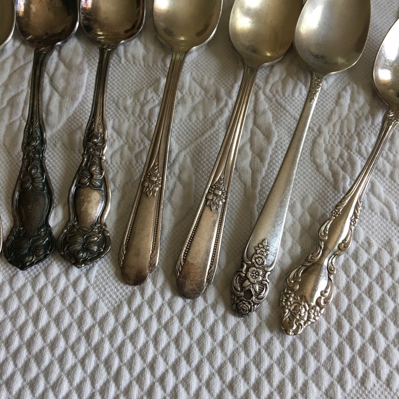 Vintage 9 Silver Plate Teaspoons in 7 Different Patterns. - Etsy