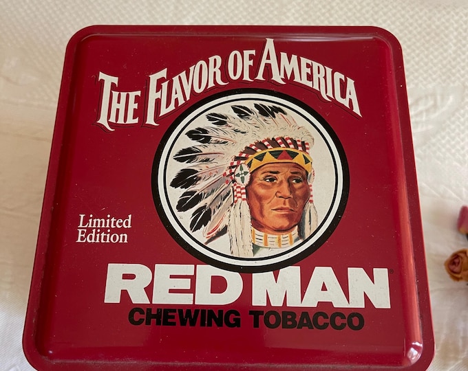 Vintage 1989 Red Man Chewing Tobacco Square Tin. Choose Green With Home ...