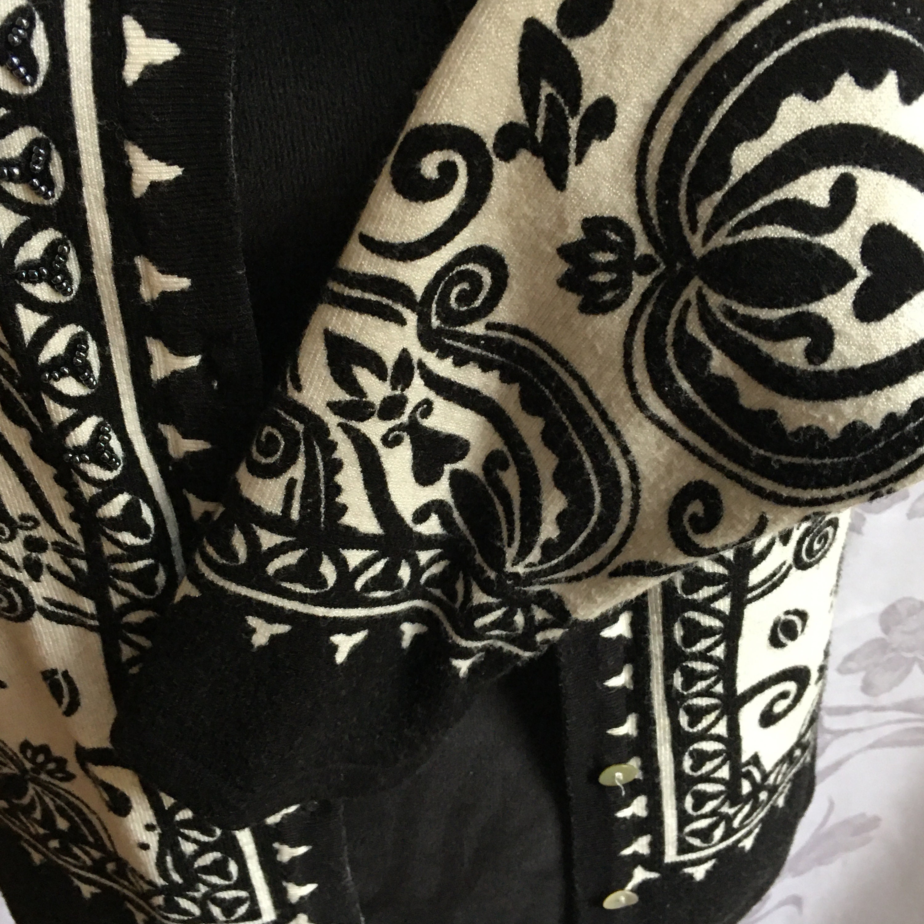 Vintage Cardigan. Pierri New York Black and White Beaded Cartigan ...