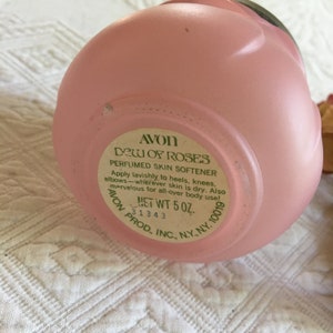 Vintage Avon Pink Rose Shaped Bottle Dew of Roses Perfumed Skin ...