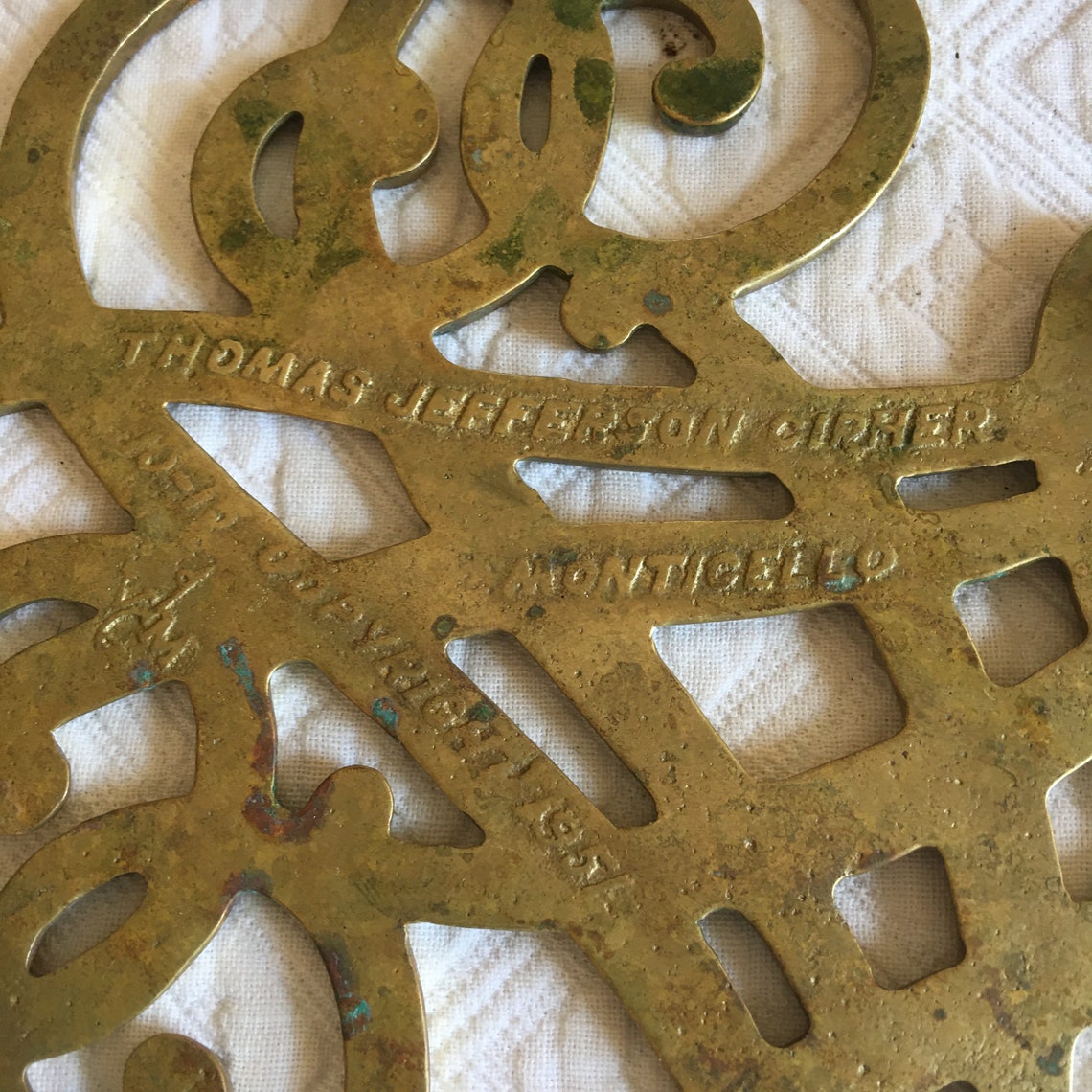 Vintage Brass Jefferson Trivet. Thomas Jefferson Cipher - Etsy