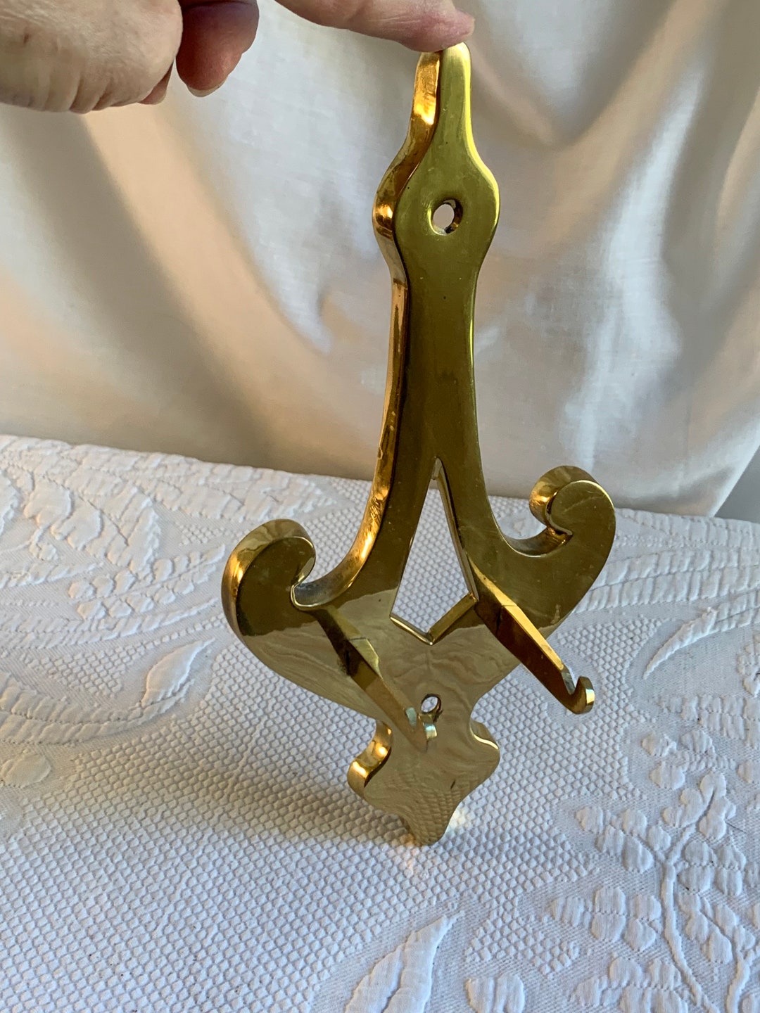 Vintage Brass Wall Picture Stand. Two Holes for Screws. Shiny Gold ...