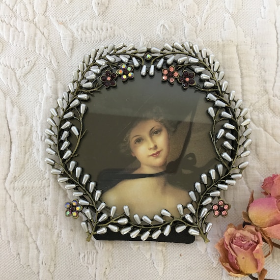 Victorian Repro. Metal Odd Shaped Frame With Pearl Leaf | Etsy