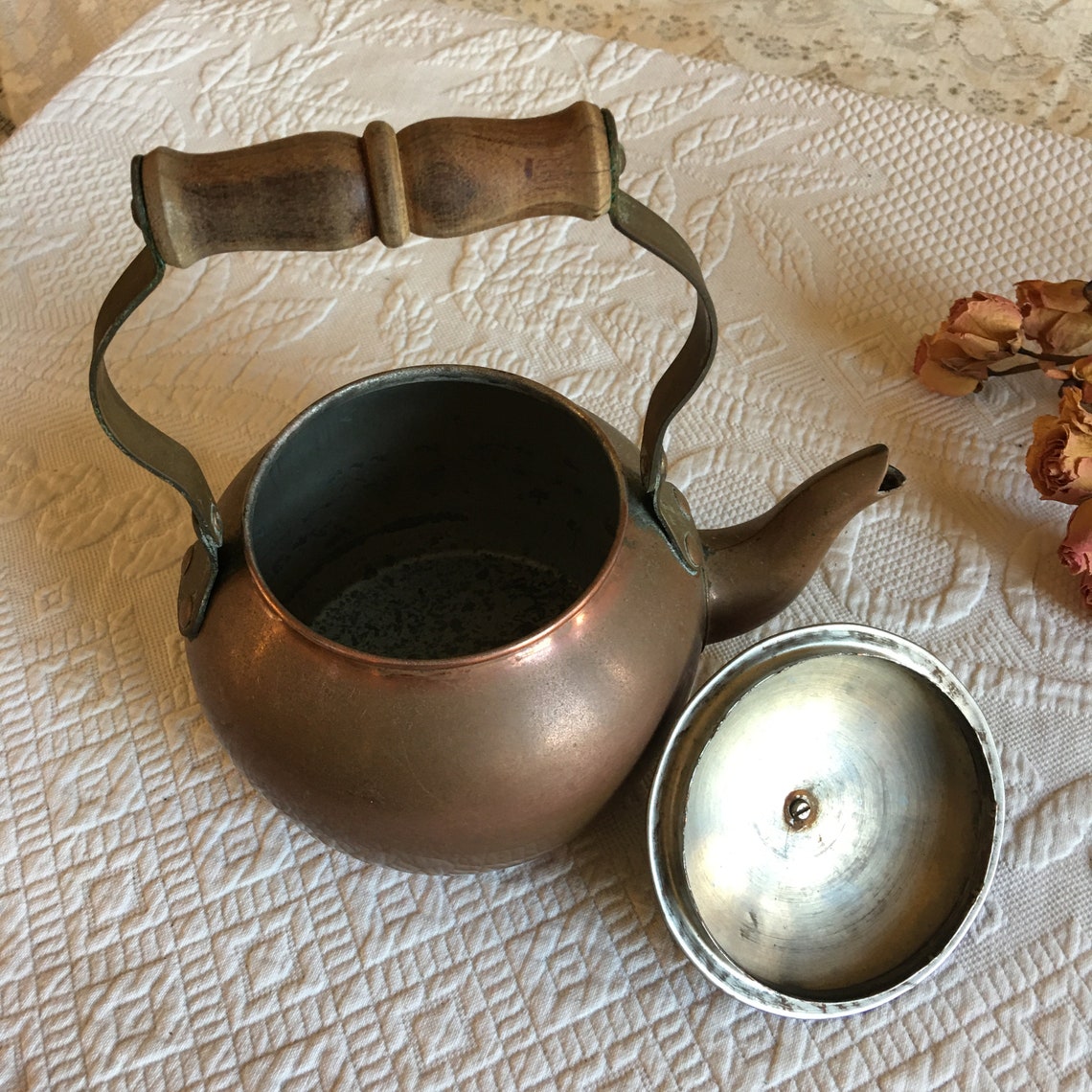 Vintage Small Copper Teapot With Wooden Handle and Knob on - Etsy