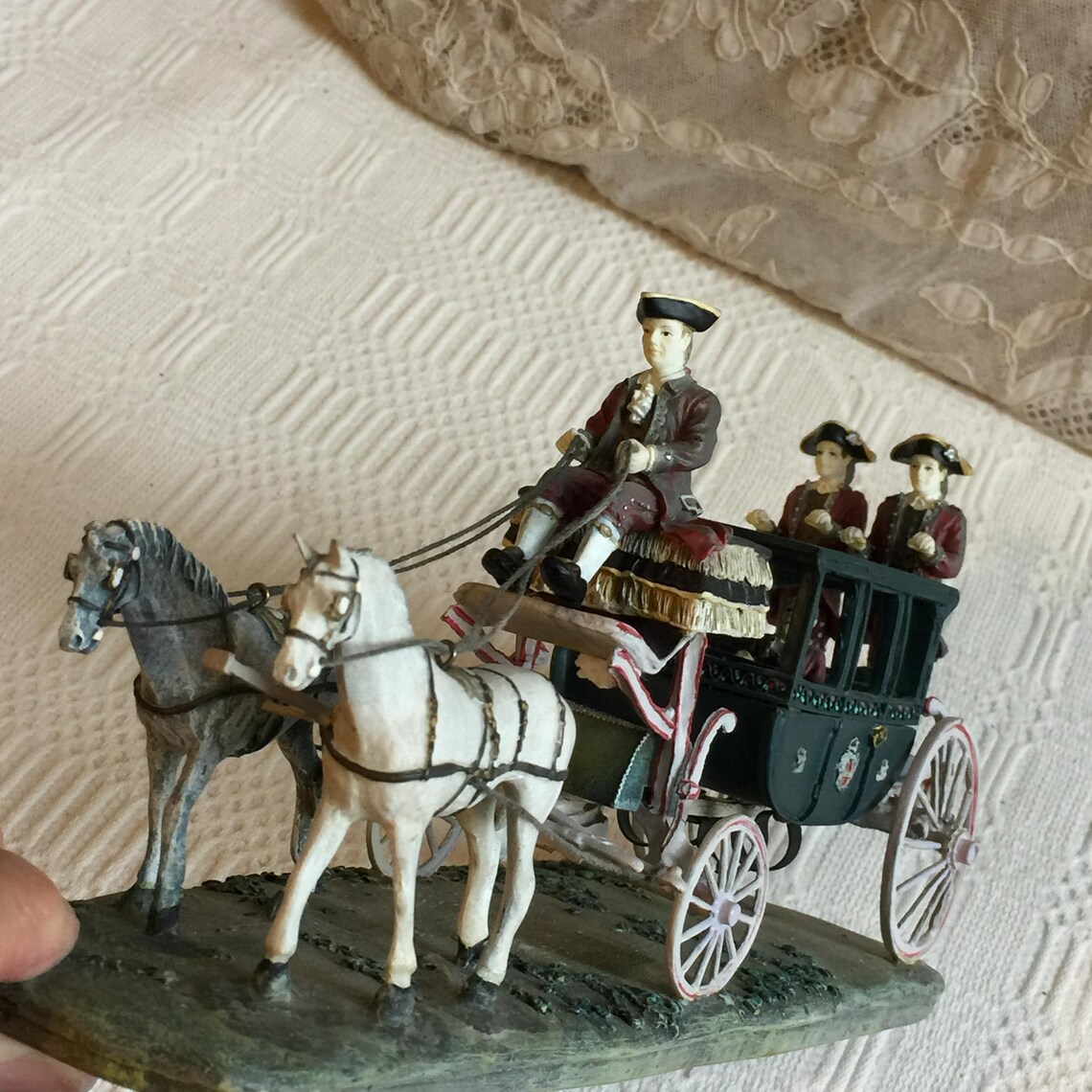 Vintage 1997 Colonial Carriage With Driver, Two Coachmen and Two Horses ...