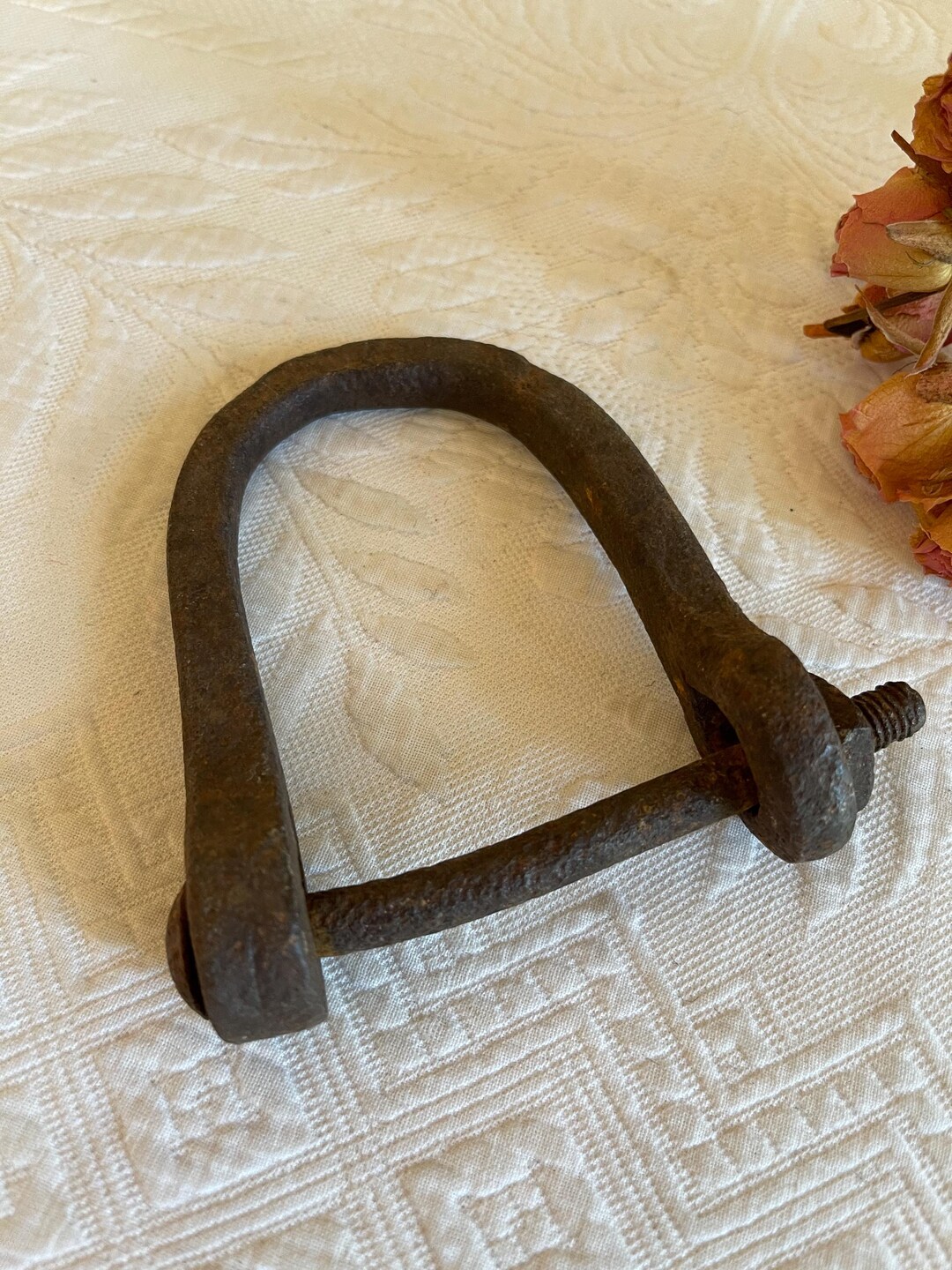 Vintage Cast and Wrought Iron Large U Shaped Bolt With Nut. Repurpose ...