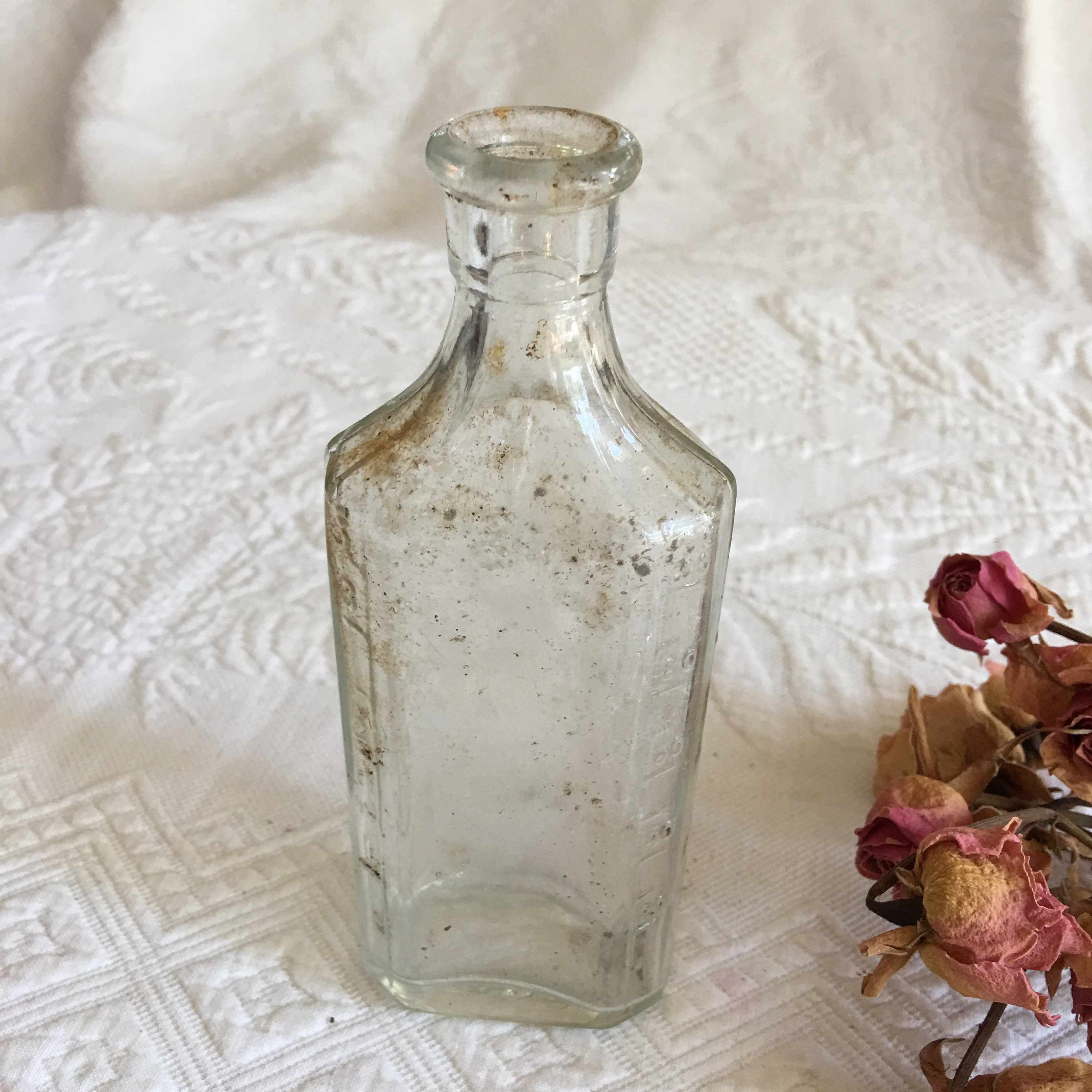 Vintage Antique Medicine Bottle. Rounded Front Flat Back. ACW - Etsy