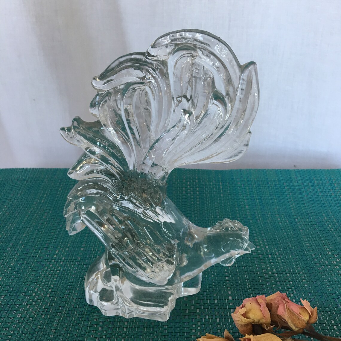 Vintage Duncan Miller Solid Glass Rooster. Clear Glass Crystal Rooster ...