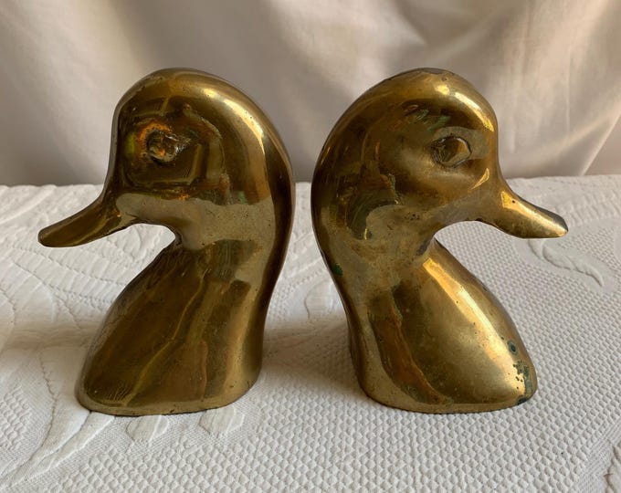 Vintage Duck Head Bookends. Solid Brass Duck Bookends or Doorstops. Set ...