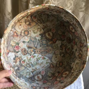 Vintage Paper Covered Victorian Style Storage Box. Roses, Lace ...