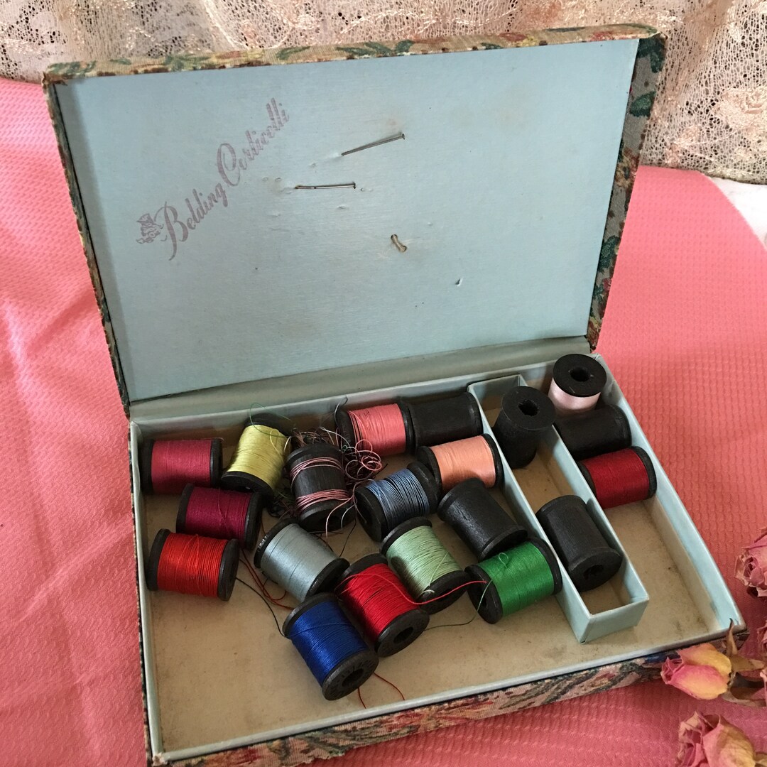 Vintage Thread Box. Paper Faux Tapestry Thread Box. Belding Corticelli ...