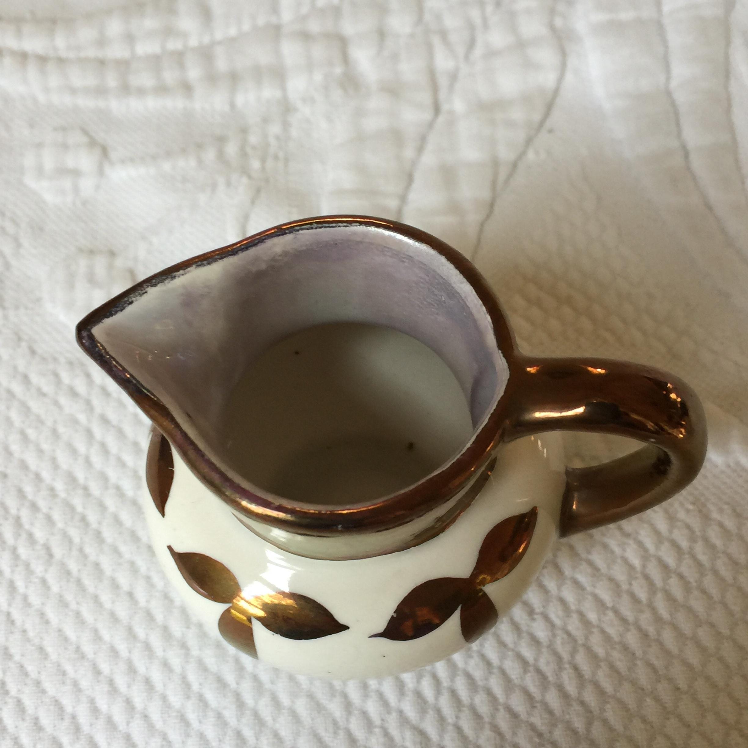 Vintage Copper Lustre Lusterware Small Porcelain Pitcher With Copper ...