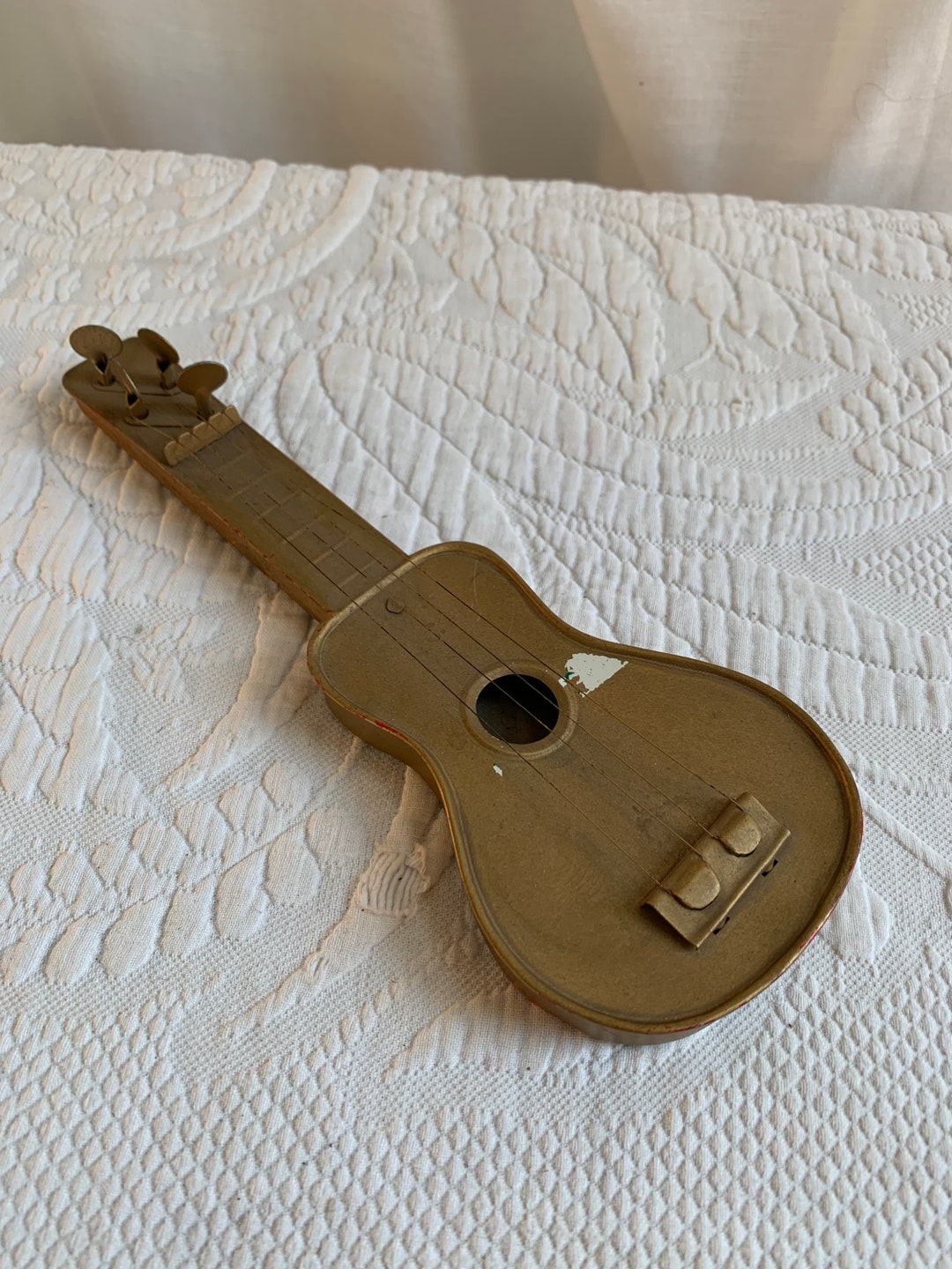 Vintage Gold Wood and Metal Toy Guitar. Miniature Strung Guitar for a Musical Display. - Etsy