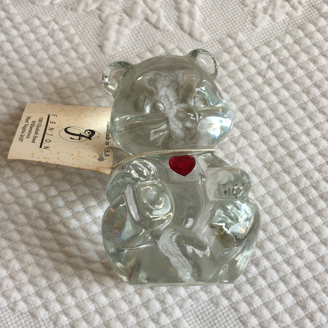Vintage Fenton Teddy Bear. July Birthday Bear With Ruby Heart at the ...