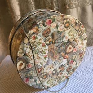 Vintage Paper Covered Victorian Style Storage Box. Roses, Lace ...