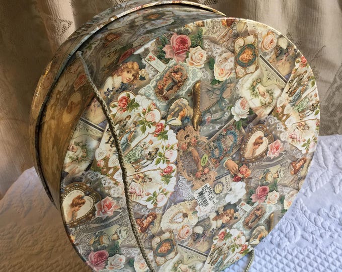 Vintage Paper Covered Victorian Style Storage Box. Roses, Lace ...