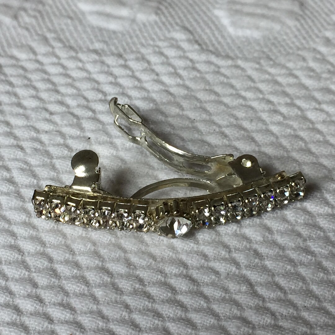 Rhinestone Small Hair Barrette. Latches and Unlatches With Push on Both ...