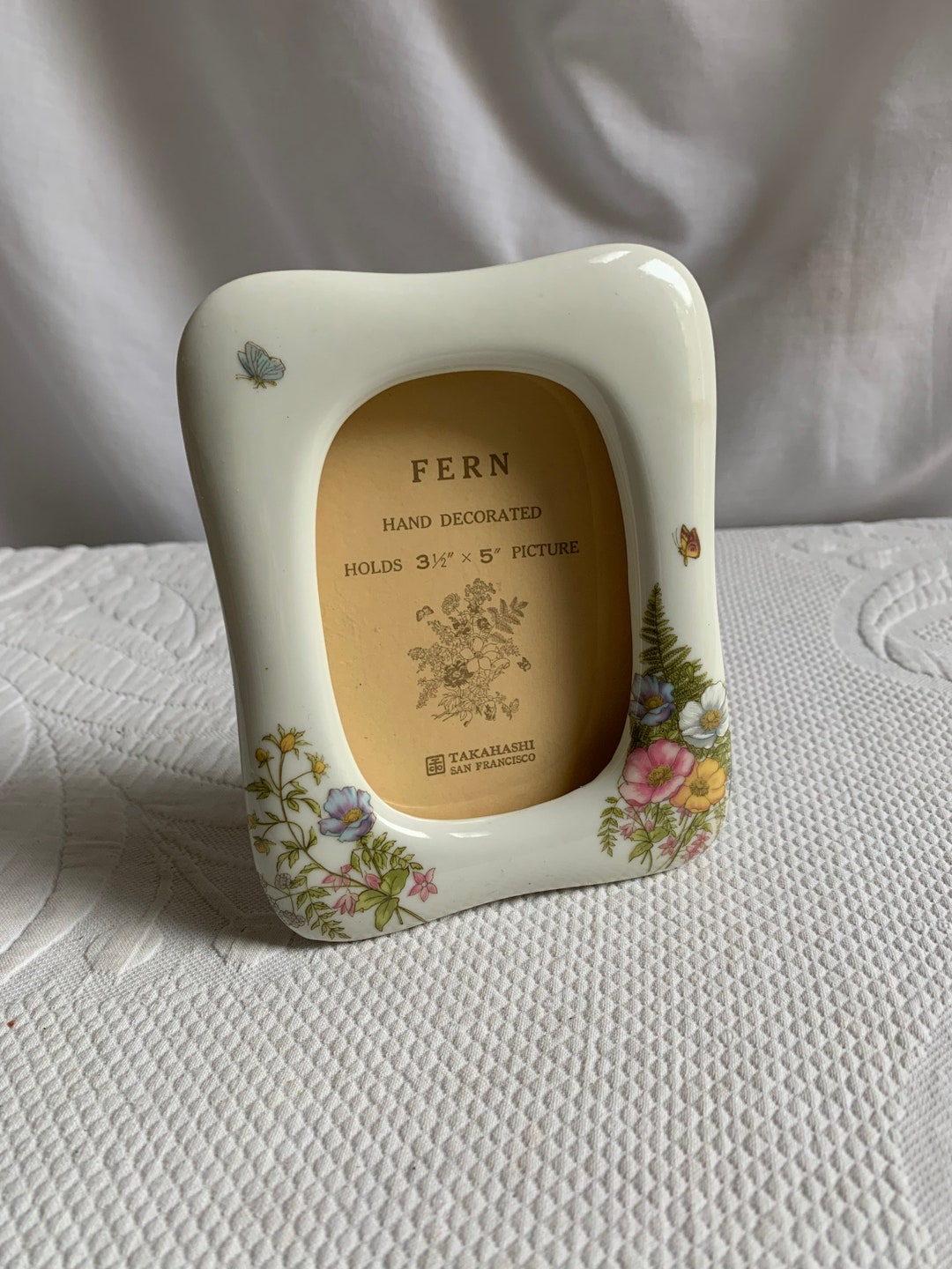 Vintage Porcelain Frame Fern, Takahashi San Francisco. Hand Decorated ...