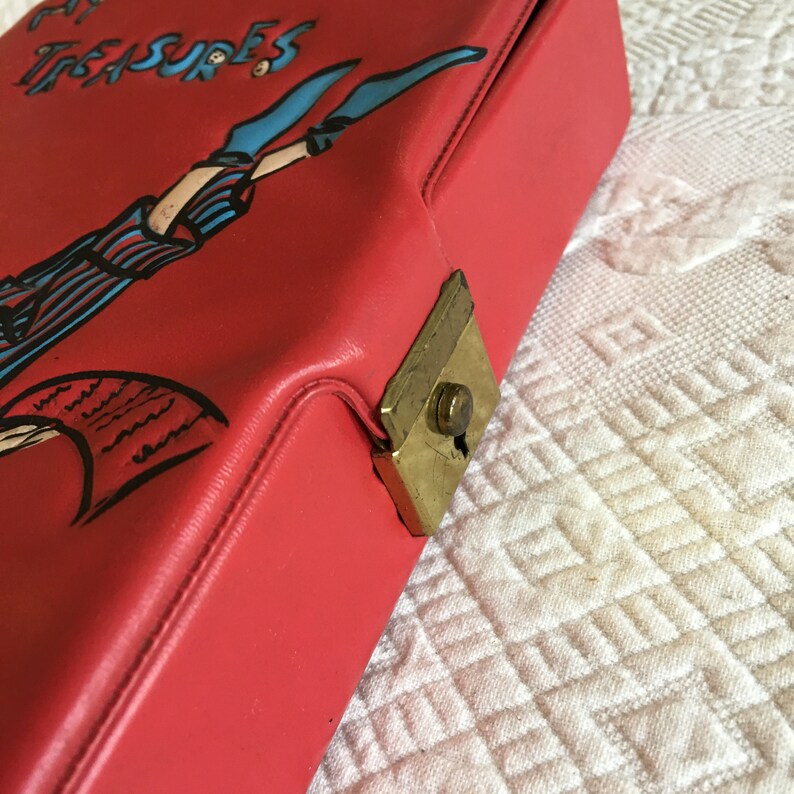 Vintage 1950s Vinyl Lockbox. Red Vinyl Treasures Box With - Etsy