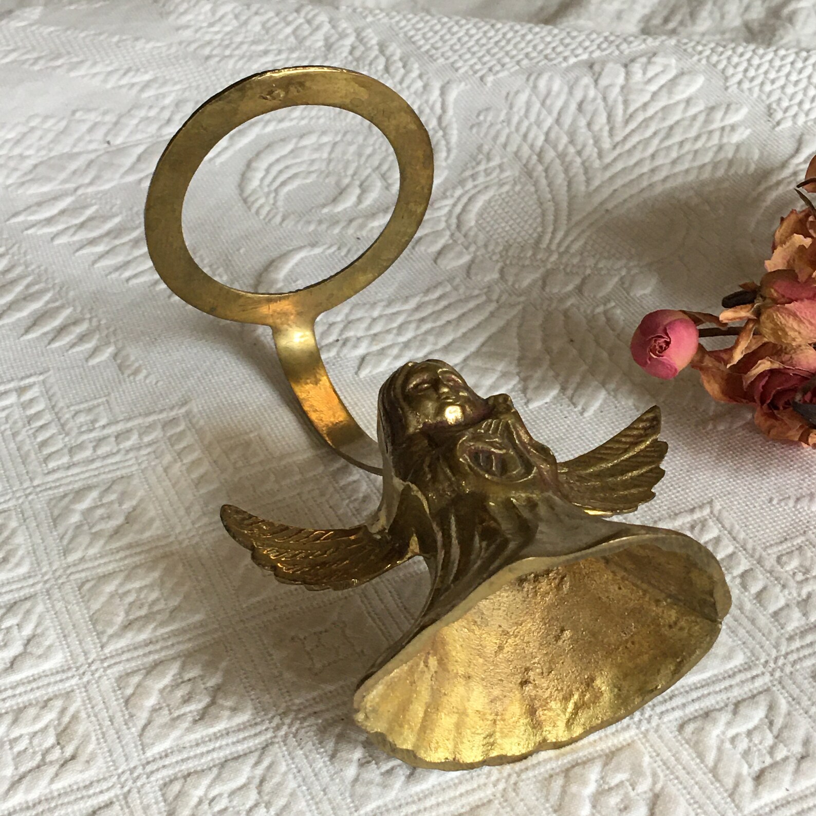 Vintage Solid Brass Angel Candle Holder. Angel With Spread Wings and ...
