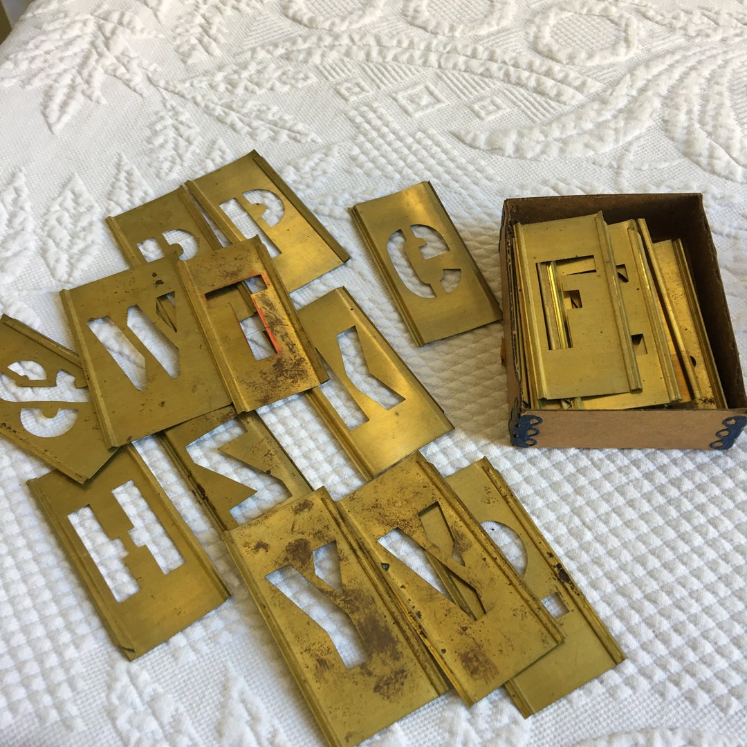 Vintage Brass Stencil Set. 1 1/2" Size. Lockedge, Adjustable, Complete ...