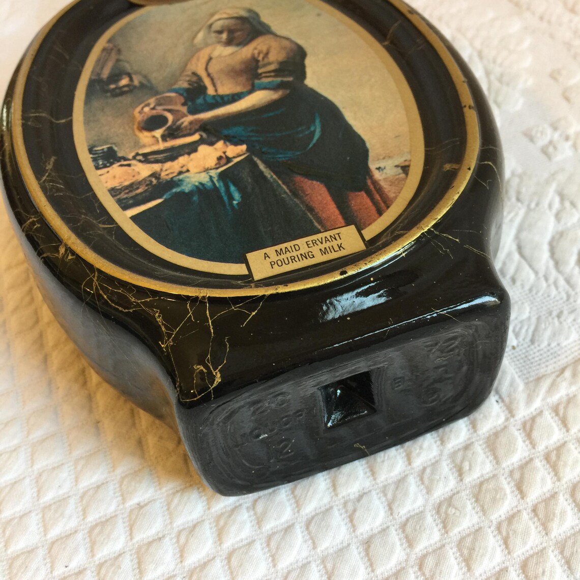 Vintage Bourbon Bottle With Vermeer Painting A Maid Ervant Pouring Milk ...
