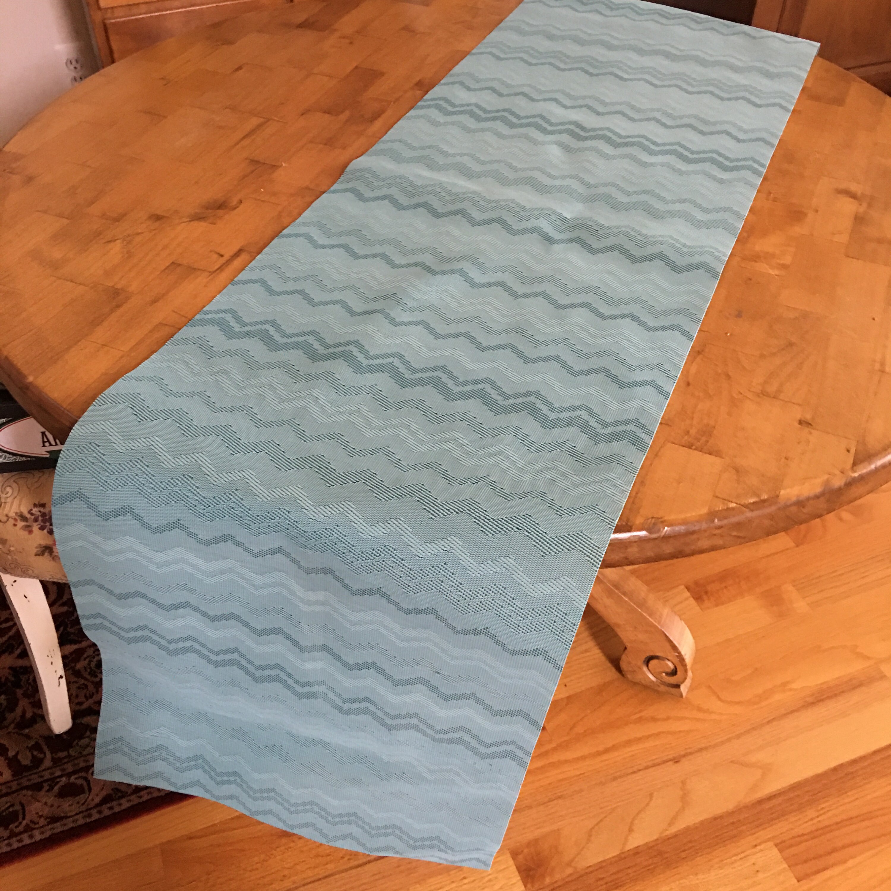 Long Textured Plastic Zig Zag Design Table Runner in Aqua Color. Zig ...