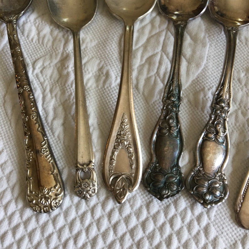 Vintage 9 Silver Plate Teaspoons in 7 Different Patterns. - Etsy