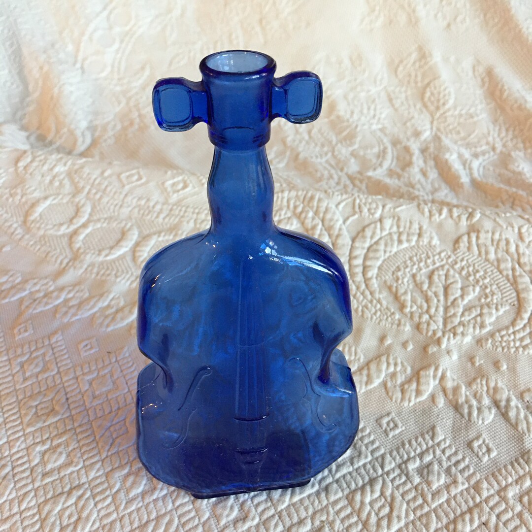 Vintage Royal Blue Violin Bottle. Vintage Blue Musical Instrument ...