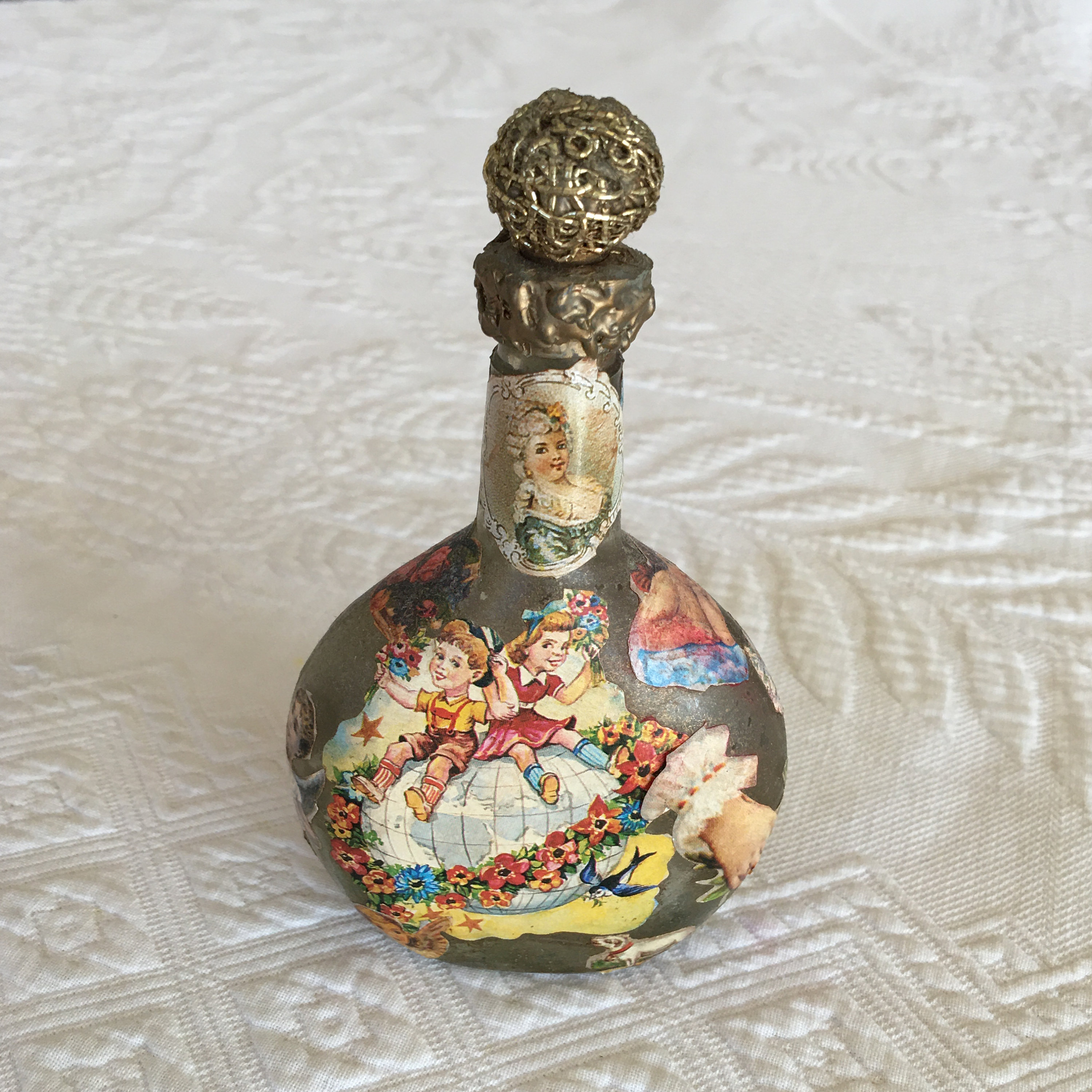 Vintage Dresser Jar. Victorian Decorated Bottle W/ Stopper. | Etsy