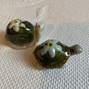 Vintage Ceramic Turtle and Snail Salt and Pepper Shakers. Great Spring ...