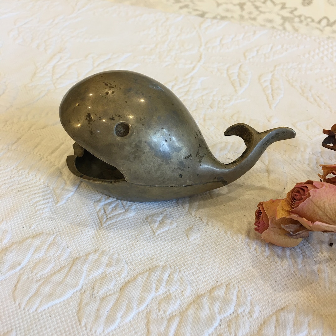 Vintage Solid Brass Whale Ashtray. Charming Little Animal Figurine ...
