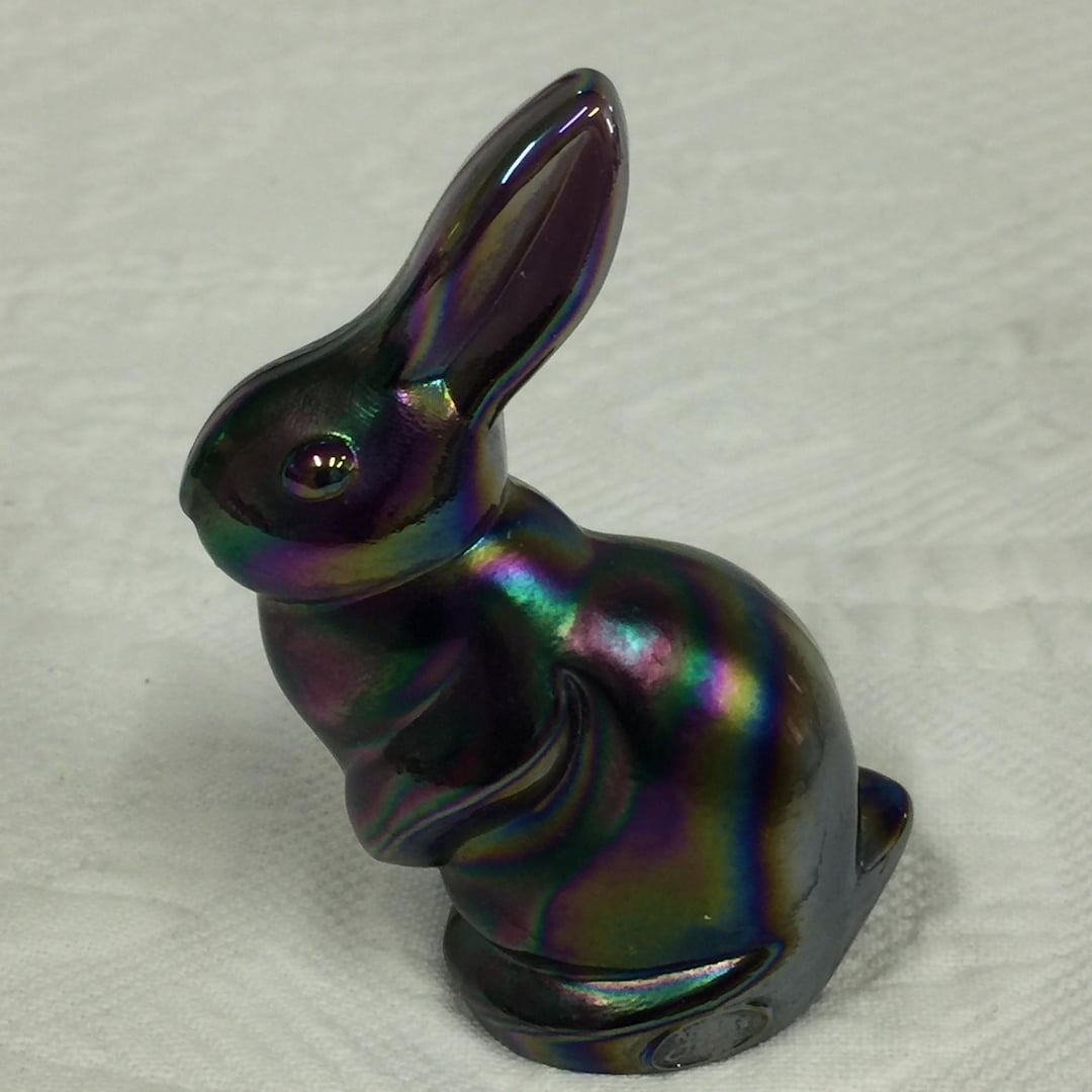 Vintage Fenton Iridescent Carnival Glass Rabbit Figurine. Great for ...