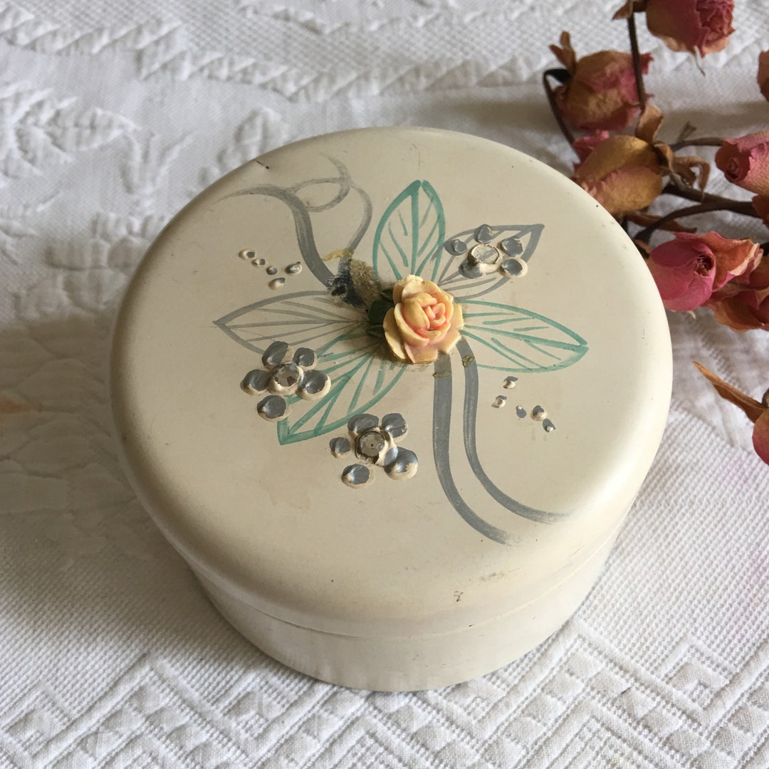 Vintage Ransburg Metal Powder Box With Hair Clips, Bobby Pins, Barette ...
